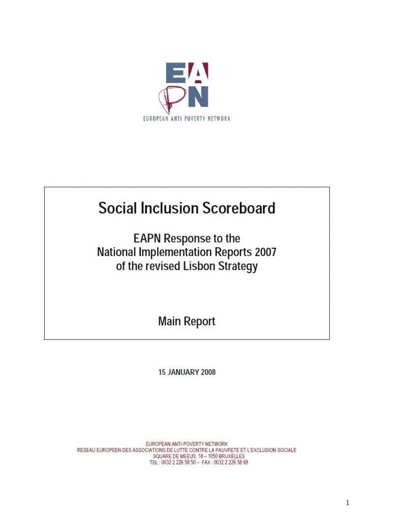 Social Inclusion Scoreboard - EAPN Response to the National ...